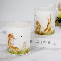 China Fox Rabbit Glass Vessel Natural Scented Candles Burning Time 45 Hours for sale