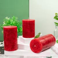 China Red Columnar Craft Soy Wax Candle With Customizable And Fragrance for sale