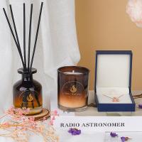 China 100ml Reed Diffuser Candle Set Gift Box 850g Total Weight Essential Oil And Soy Wax for sale
