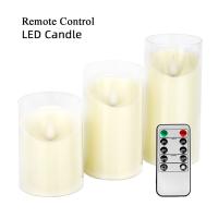 China Gifts Clear Plexiglass LED Glass Candles With Remote Control And Flickering Flame for sale