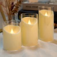 China Gifts Clear Plexiglass LED Glass Candles With Remote Control And Flickering Flame for sale
