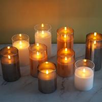 China Battery Operated Paraffin Wax Flameless Flickering Pillar Candles With Remote Control for sale