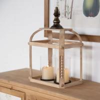 China Wood Carved Candle Holders Pillar Glass Candle Lanterns Holder for sale