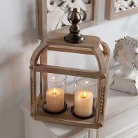 China Wood Carved Candle Holders Pillar Glass Candle Lanterns Holder for sale