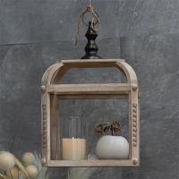 China Wood Carved Candle Holders Pillar Glass Candle Lanterns Holder for sale