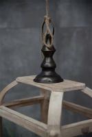 China Wood Carved Candle Holders Pillar Glass Candle Lanterns Holder for sale