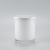China 14oz Clear White Candle Jar With Metal Lid Iron Cylinder Type For Candle Making Home Decorating for sale
