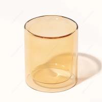 China Eco Friendly Colored Empty Christmas Candle Jar Borosilicate Luxury Double Wall For Candle for sale