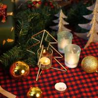 China Christmas Tree Iron Tealight Candle Gold Candlesticks With Glass for sale