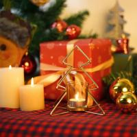 China Christmas Tree Iron Tealight Candle Gold Candlesticks With Glass for sale