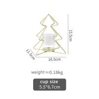 China Christmas Tree Iron Tealight Candle Gold Candlesticks With Glass for sale