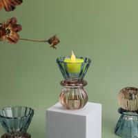 China Home Decor Colorful Gradient Ramp Candle Holder For Taper Glass Candle Christmas for sale