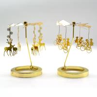 China Metal Candle Holders Christmas Snowflake Tealight Holders Spinning Rotating Candlestick for sale
