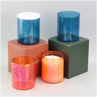 China 8oz To 14oz Luxury Unique Iridescent Empty Containers Glass Candle Jars With Lid for sale