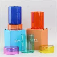 China 8oz To 14oz Luxury Unique Iridescent Empty Containers Glass Candle Jars With Lid for sale