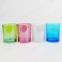 China Shiny 8oz 10oz Envases Para Velas Empty Glass Colorful Iridescent Candle Jar Candles Rainbow Candle for sale