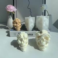 China Resin Candle Molds 3d Skull Silicone Mould For Making Candle Soap Cake Decor for sale
