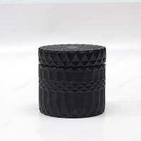 China Transperant Glass Jar Candle Vessel Luxury Embossed Candle Jar With Lid for sale