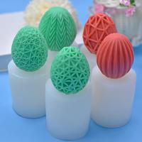 China 3D Easter Egg DIY Aromatherapy Candle Molds Egg Grid Vertical Wavy Cake Christmas Decoration for sale