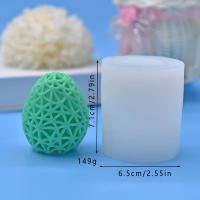 China 3D Easter Egg DIY Aromatherapy Candle Molds Egg Grid Vertical Wavy Cake Christmas Decoration for sale