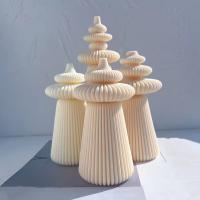 China 3 Designs Roman Pillar Cylindrical Silicone Candle Molds Geometric Abstract Decorative Striped Soy Wax Mold for sale