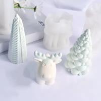 China DIY Aromatherapy Candles Wax Plaster Clay Decoration Bubble Christmas Tree Eik Deer Shape For Candle Making for sale