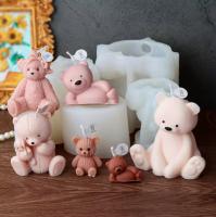 China Creative Bear Custom Silicone Candle Molds Cute 3D Bear Aromatherapy Plaster for sale