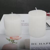 China Paraffin Wax Unscented Flat Topped White And Ivory White Pillar Candle for sale