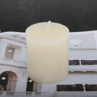 China Paraffin Wax Unscented Flat Topped White And Ivory White Pillar Candle for sale