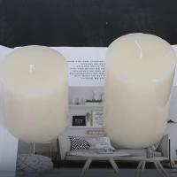 China Paraffin Wax Unscented Flat Topped White And Ivory White Pillar Candle for sale