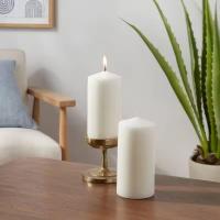 China Wedding Birthday White Pillar Candles Unscented Smokeless Paraffin Wax for sale
