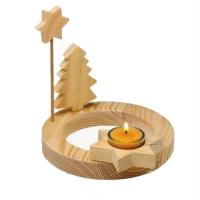 China Home Decoration Candle Holder Candle Stick Christmas Natural Wooden Xmas Tree for sale
