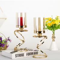 China European Creative Candle Holder Three Ring Metal Wrought Iron Gold Holder for sale