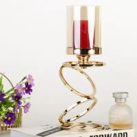 China European Creative Candle Holder Three Ring Metal Wrought Iron Gold Holder for sale
