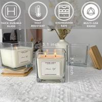 China Scented Empty Glass Candle Jars With Custom Lid Applique Glossy Square Glass Bottle for sale