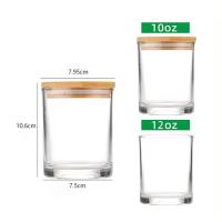 China 12oz 10oz Custom Candle Vessels Luxury Empty Glass For Candle Making With Wooden Lid for sale