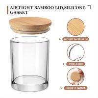 China 12oz 10oz Custom Candle Vessels Luxury Empty Glass For Candle Making With Wooden Lid for sale