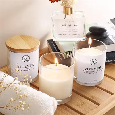 China 12oz 10oz Custom Candle Vessels Luxury Empty Glass For Candle Making With Wooden Lid for sale