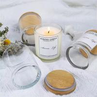 China 12oz 10oz Custom Candle Vessels Luxury Empty Glass For Candle Making With Wooden Lid for sale