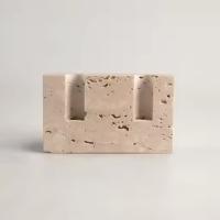 China Christmas Home Decor Candle Holder Natural Stone Decorating Travertine Marble Holder for sale