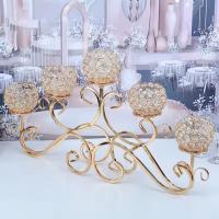 China Metal Crystal Candle Holder Christmas 5 Arms Europeans Candelabra for sale