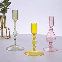 China Handmade Wedding Glass Candlesticks Home Decoration for sale