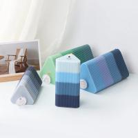 China Custom Blue Craft Candle Triangular Striped Colored Pillar Candle Home Decor Art Candles for sale
