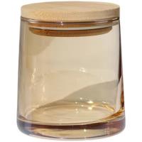 China Glass Candle Jar Empty Cup Candle Holder With Wooden Lid Votive Container Bedroom Decoration for sale