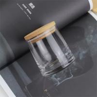 China Glass Candle Jar Empty Cup Candle Holder With Wooden Lid Votive Container Bedroom Decoration for sale
