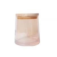 China Custom 10oz 300ml Colorful Glass Candle Cup Vessels Clear Glass Candle Jars Luxury With Lid Cover for sale