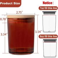 China 6oz Amber Candle Jars With Bamboo Wooden Lids And Sticky Labels Empty Glass For Making Candles for sale