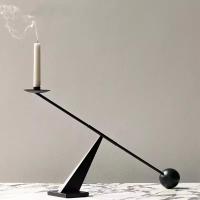 China Modern Minimalist Black Creative Personalized Geometric Lines Restaurant Candlelight Dinner Home Decor Metal for sale
