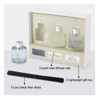 China 50ml X 3 Glass Bottle Reed Stick Diffuser Customized Hotel Scent Diffuser Home Fragrance Gift Box for sale