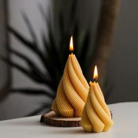 China Unique Aesthetic Ribbed Swivel Home Decor Spiral Dinner Wax Silicone Candle Mould for sale